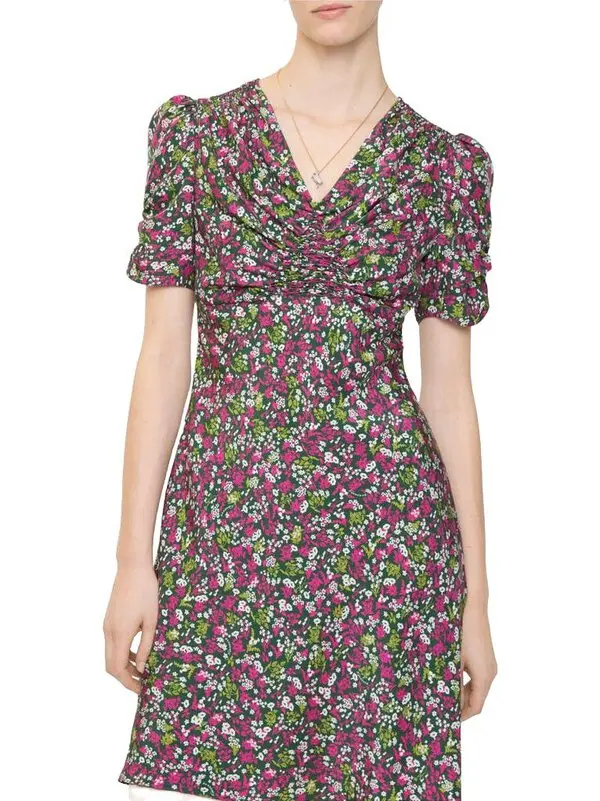 Burberry Floral Silk Mini Dress - Petunia Pink