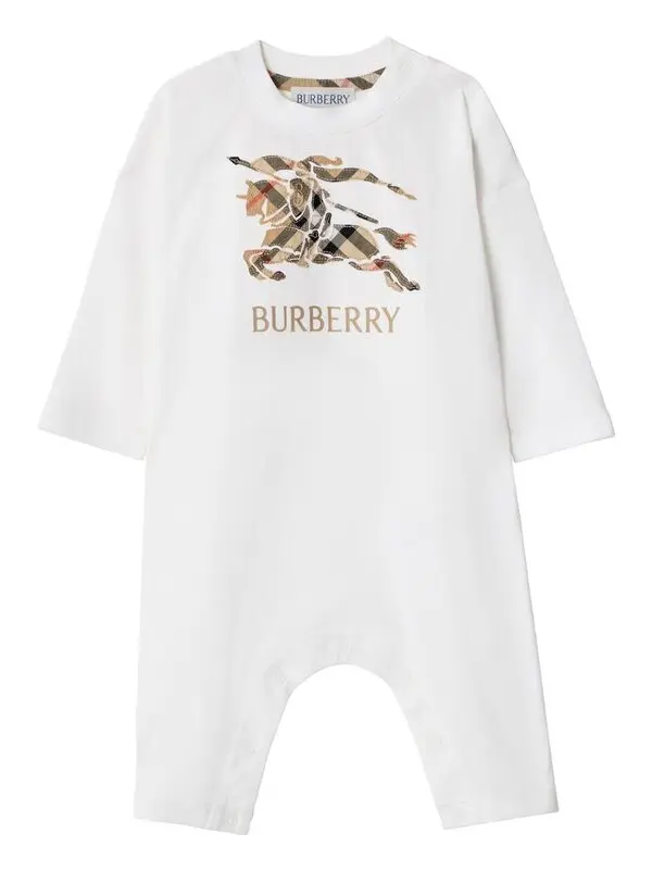 Burberry Ekd Check Cotton Jumpsuit - White
