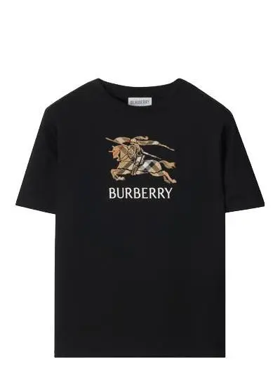 Burberry Ekd Check Cotton T-shirt - Black
