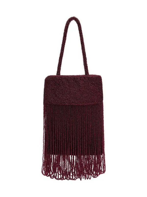 REFORMATION Mini Valentina Beaded Bag - Burgundy Beaded