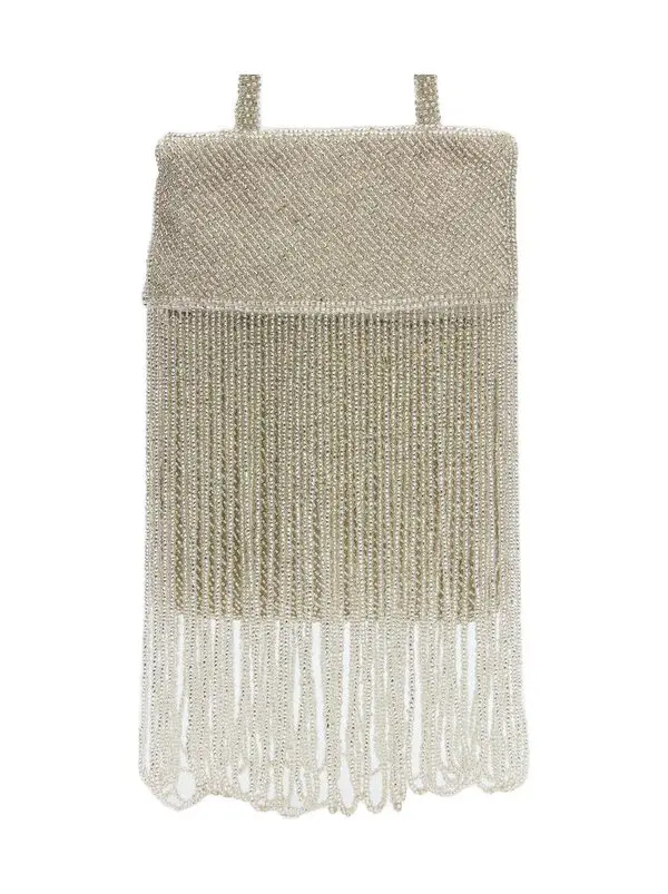 REFORMATION Mini Valentina Beaded Bag - Silver Beaded