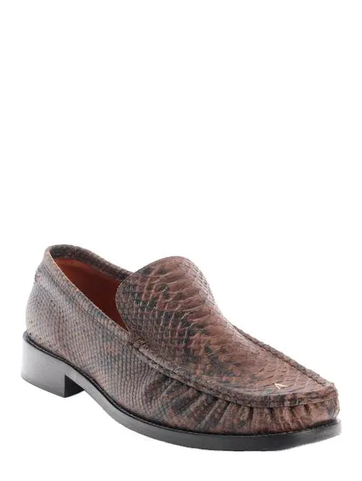 Acne Studios Python-embossed Leather Loafer - Brown