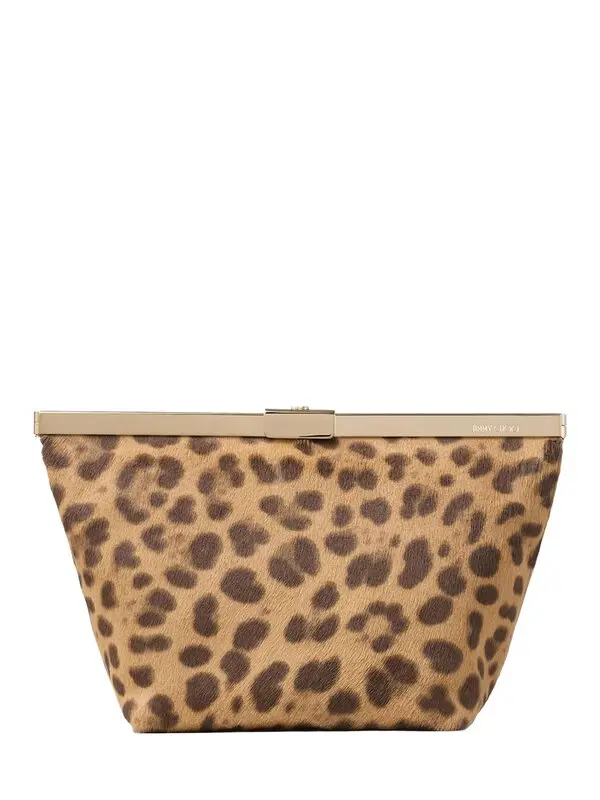 JIMMY CHOO Leopard Print Ganache Clutch - Brown