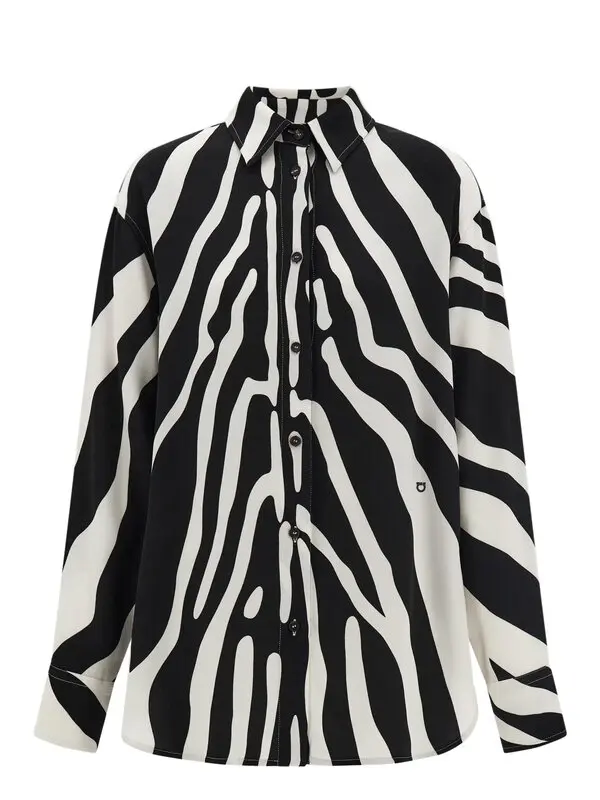 FERRAGAMO Animal Print Silk Shirt - Black