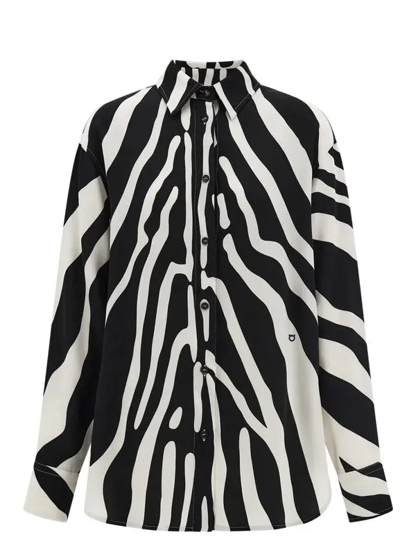 FERRAGAMO Animal Print Silk Shirt - White