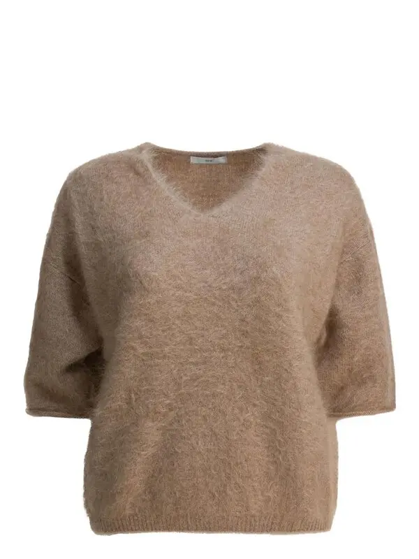 R2W V Neck Cashmere Sweater - Beige