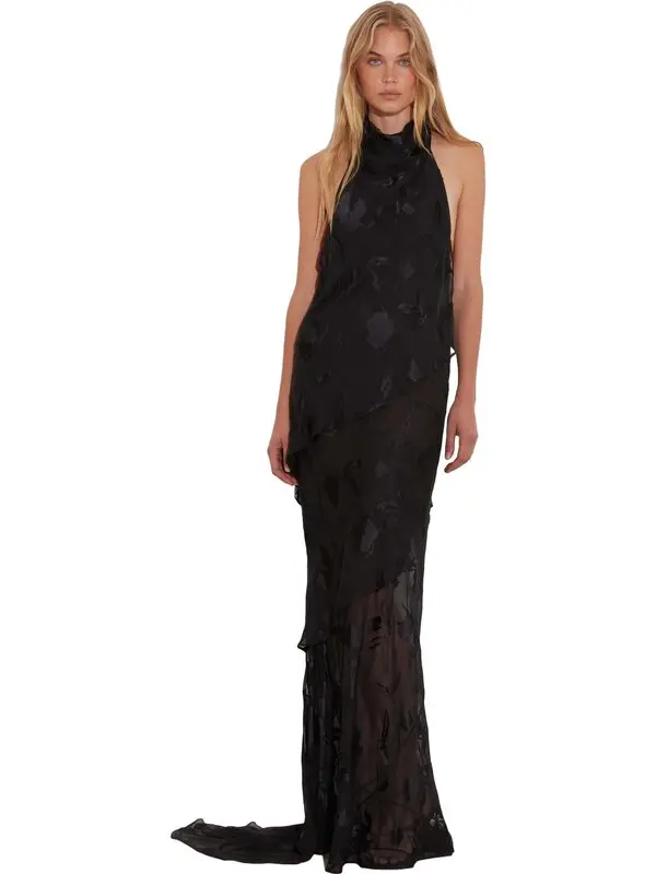 RAT & BOA Burnout Maxi Dress With Scarf - Black