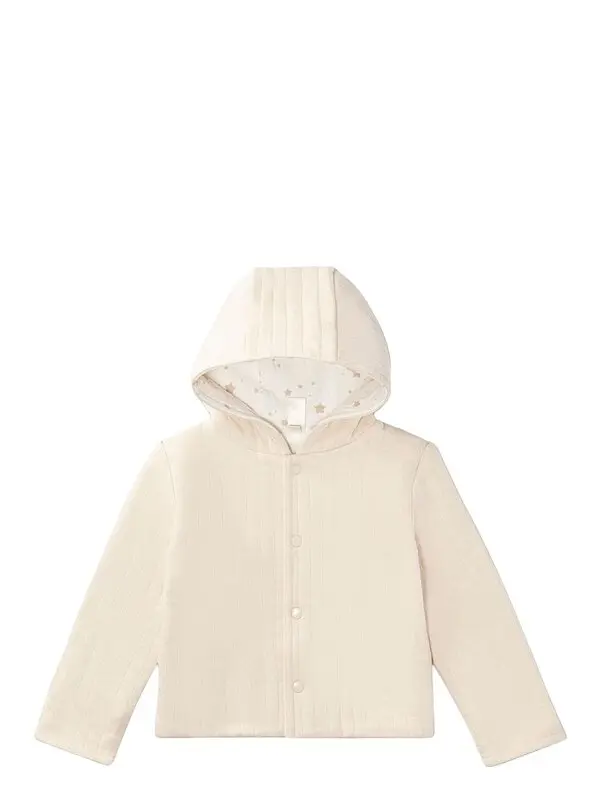 MINIMOI Baby Hooded Reversible Cotton-rich Jacket - Oatmeal-winter White