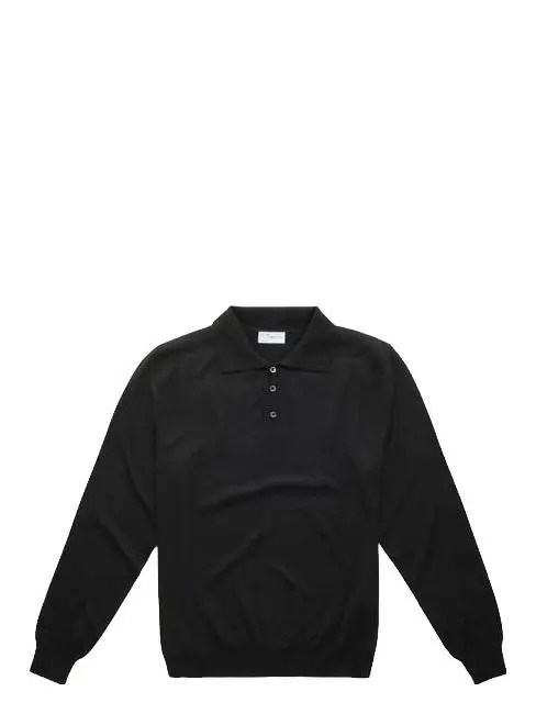 WOLF VS. GOAT (WVG) Wool Knitted Long Sleeve Polo - Black