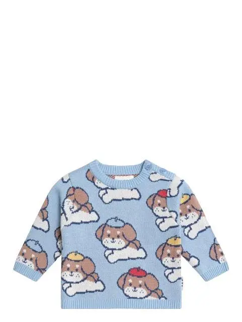 HUXBABY Parisian Painter Pup Knit Pullover - Lake