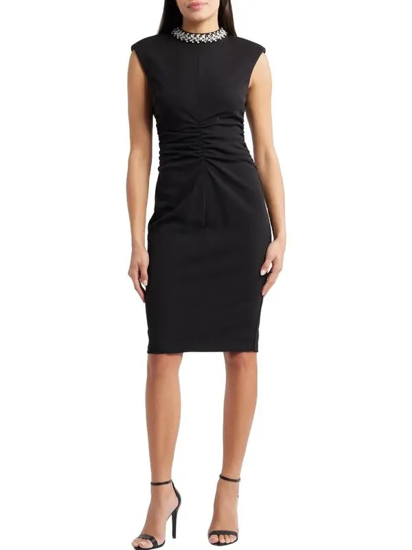 Eliza J Ruched Bodycon Dress - Black