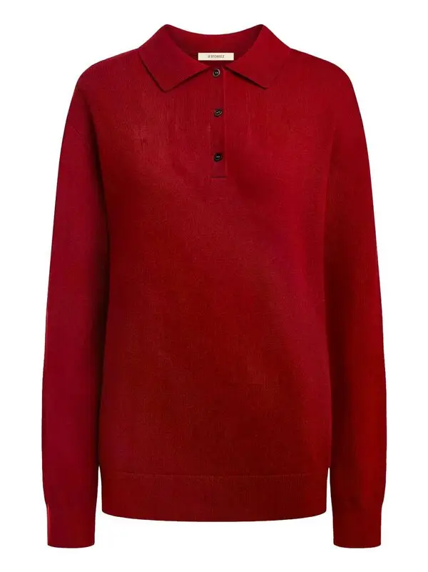 12 STOREEZ Buttoned Polo Jumper - Red