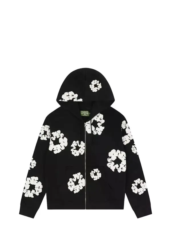 DENIM TEARS Cotton Wreath Zip Hoodie - Black