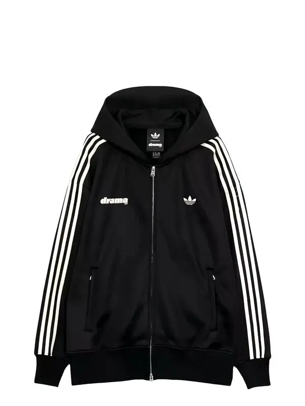 Adidas Zip Up Striped Hoodie - Black