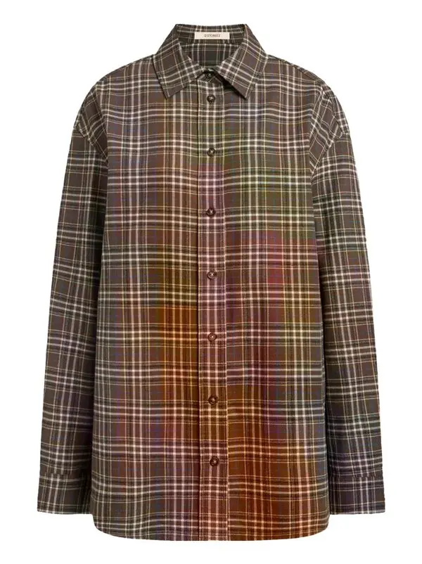 12 STOREEZ Checked Flannel Shirt - Brown