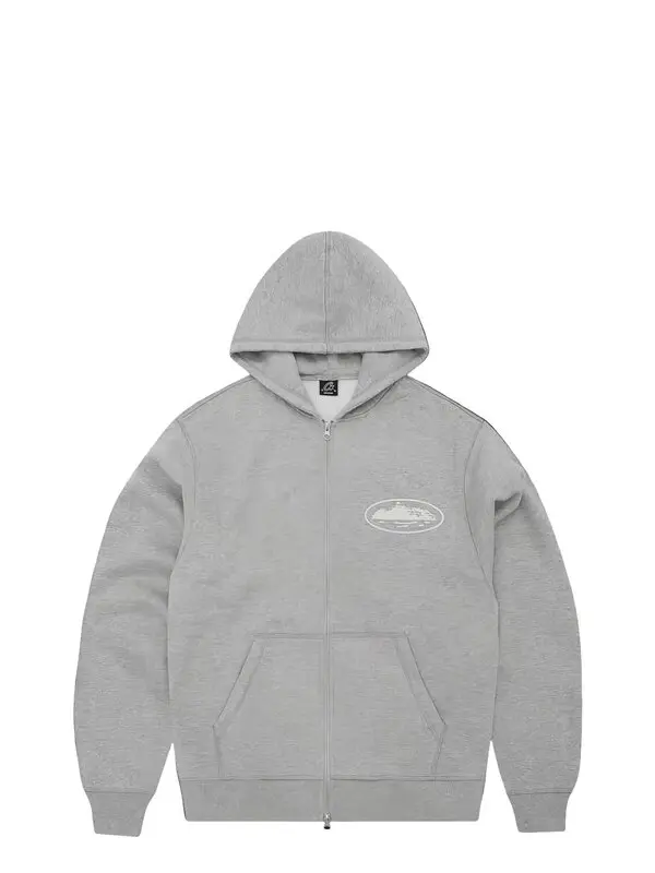 CORTEIZ Island Print Zip-up Hoodie - Grey