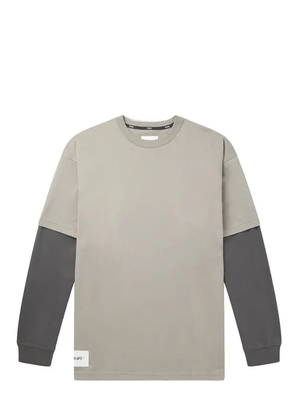 WTAPS Logo-appliquéd Layered Cotton-jersey T-shirt - Gray