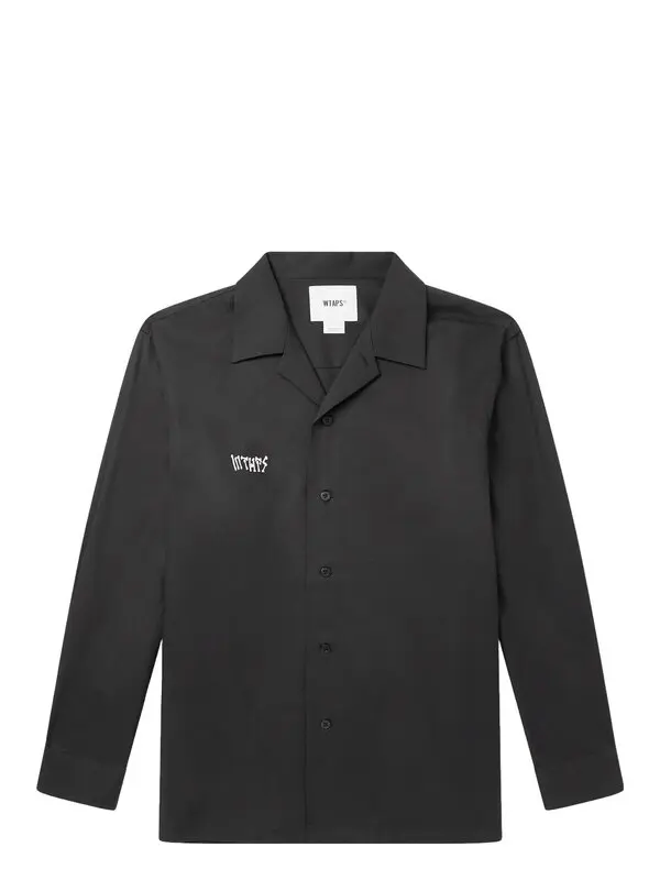WTAPS Camp-collar Logo-embroidered Lyocell And Cotton-blend Twill Shirt - Black