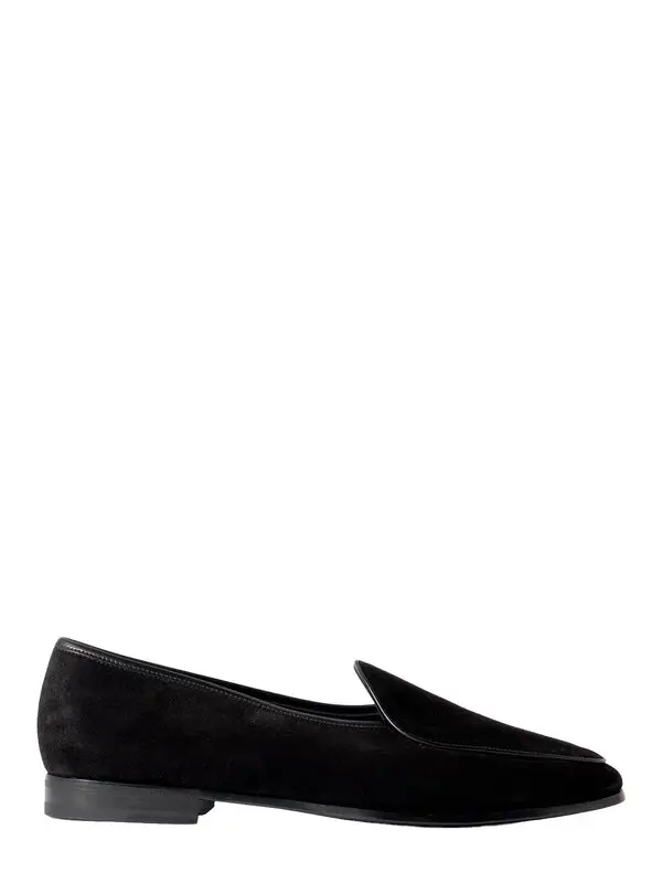 MORJAS The Belgian Leather-trimmed Suede Loafers - Black