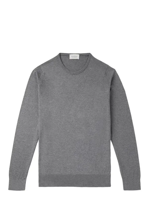 John Smedley Hatfield Sea Island Cotton Sweater - Gray