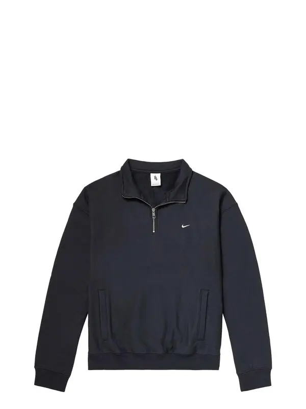 Nike Solo Swoosh Logo-embroidered Half-zip Sweatshirt - Black