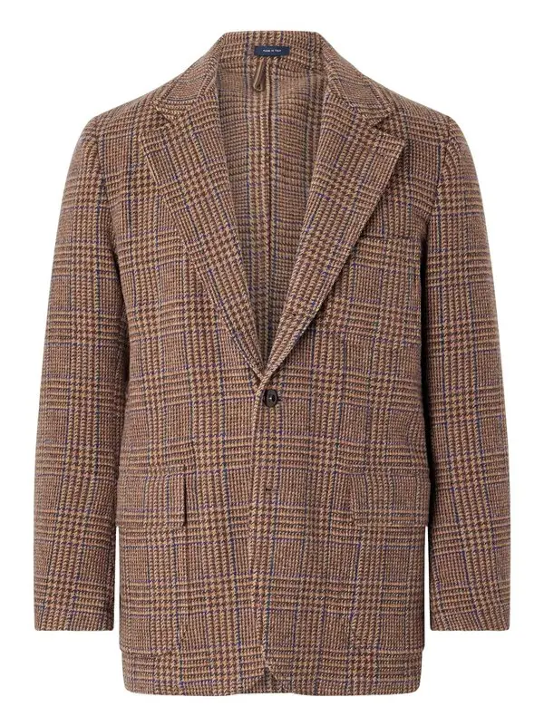 DRAKE'S Mk. Vii Games Unstructured Prince Of Wales Checked Virgin Wool Blazer - Brown