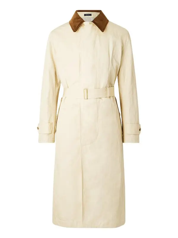 DRAKE'S Rider's Belted Cotton-blend Twill Coat - Neutrals