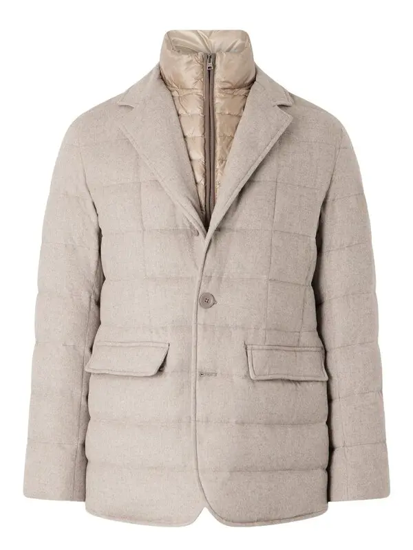 Herno Slim-fit Shell-trimmed Silk And Cashmere-blend Down Jacket - Neutrals