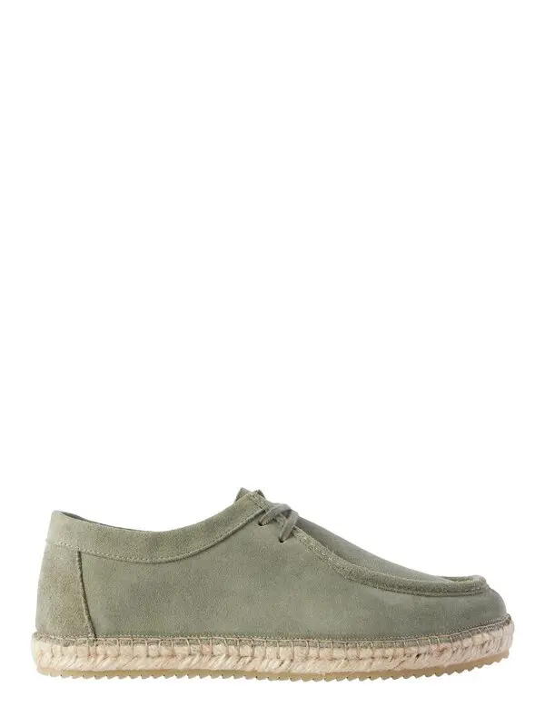 Frescobol Carioca Rodolfo Jute-trimmed Suede Derby Shoes - Green