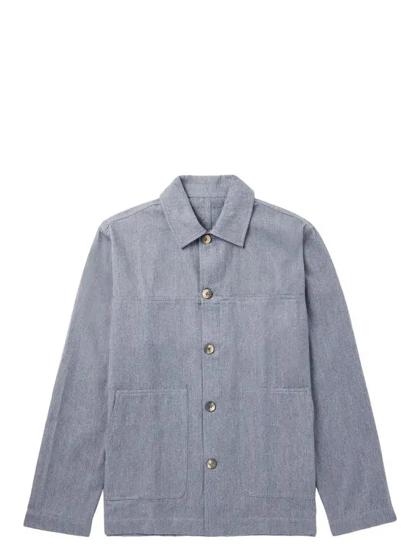 Frescobol Carioca Belford Herringbone Cotton And Cashmere-blend Jacket - Blue