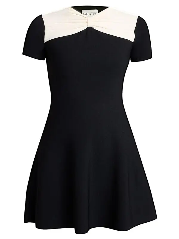 Valentino Garavani Bow-neck Knit Mini Dress - Nero/avori