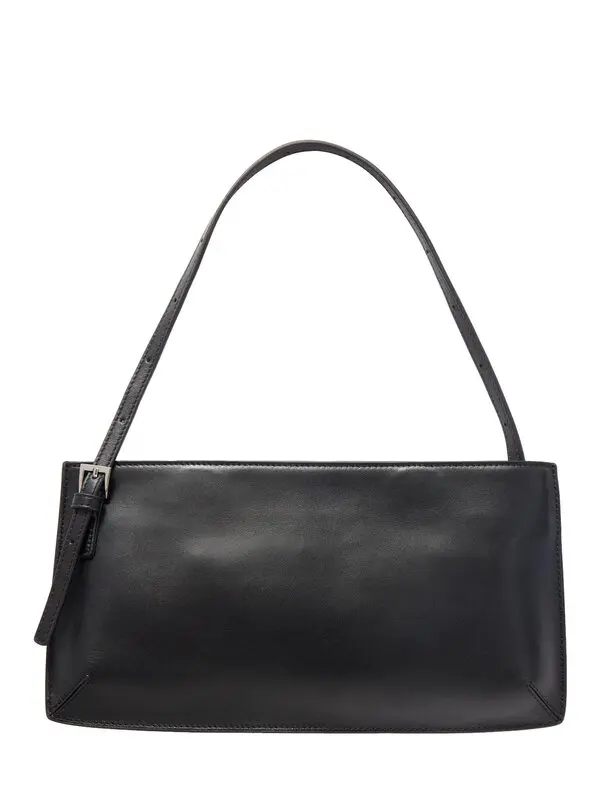 ST. AGNI 90s Leather Shoulder Bag - Black