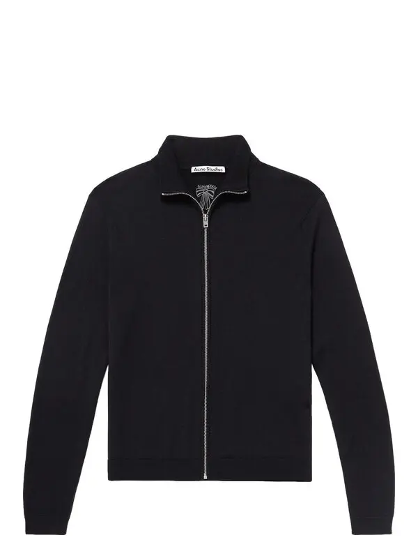 Acne Studios Ribbed Wool Zip-up Sweater - Black
