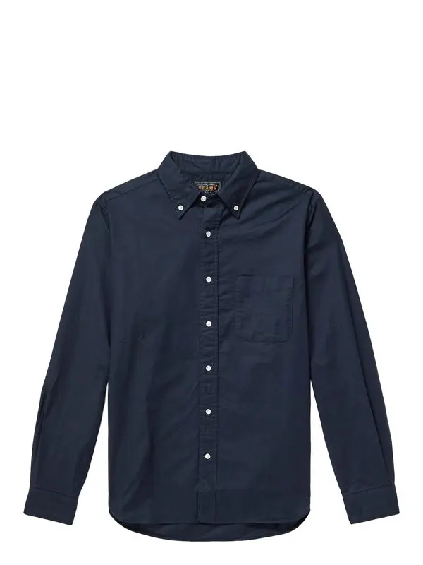 BEAMS Button-down Collar Cotton Oxford Shirt - Blue