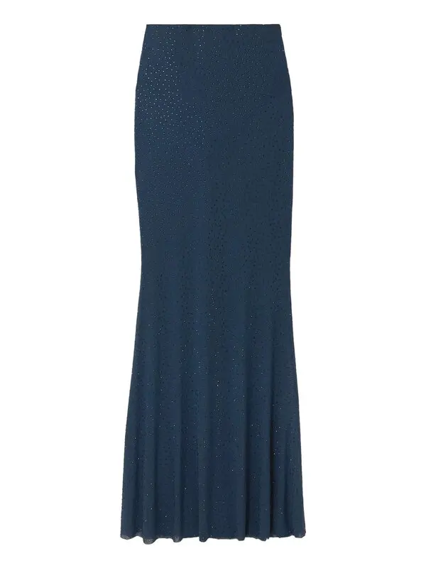 Rebecca Vallance Elivera Crystal-embellished Maxi Skirt - Navy