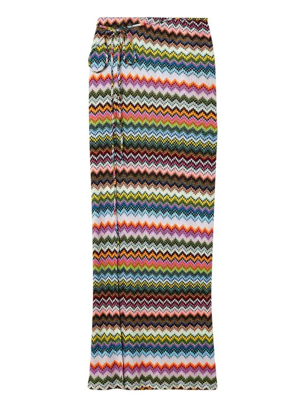 Missoni Mare Striped Metallic Crochet-knit Maxi Wrap Skirt - Multi