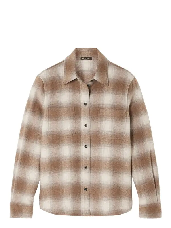 Loro Piana Checked Wool And Cashmere-blend Flannel Shirt - Brown