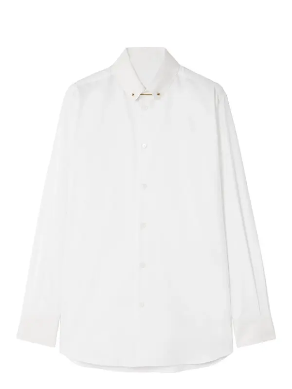 Loro Piana Thea Embellished Cotton Oxford Shirt - White