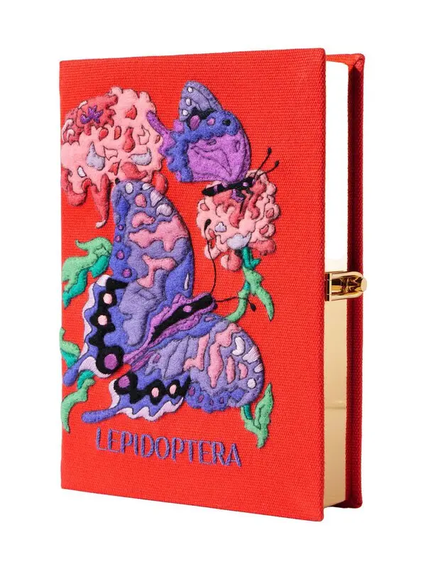 OLYMPIA LE-TAN Lepidoptera Embroidered Clutch - Red