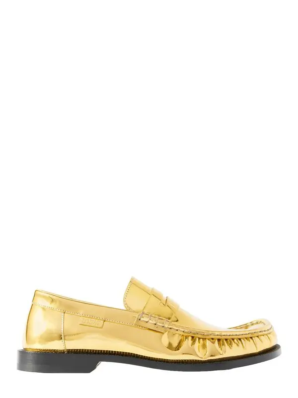 Loewe Campo Mirrored-leather Penny Loafers - Gold