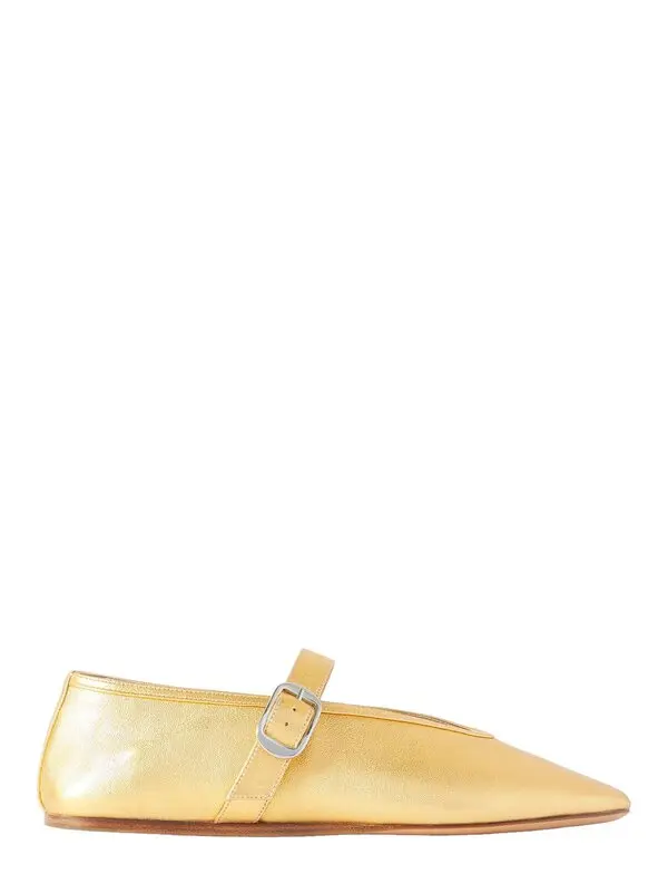 Le Monde Beryl Stella Metallic Leather Ballet Flats - Gold