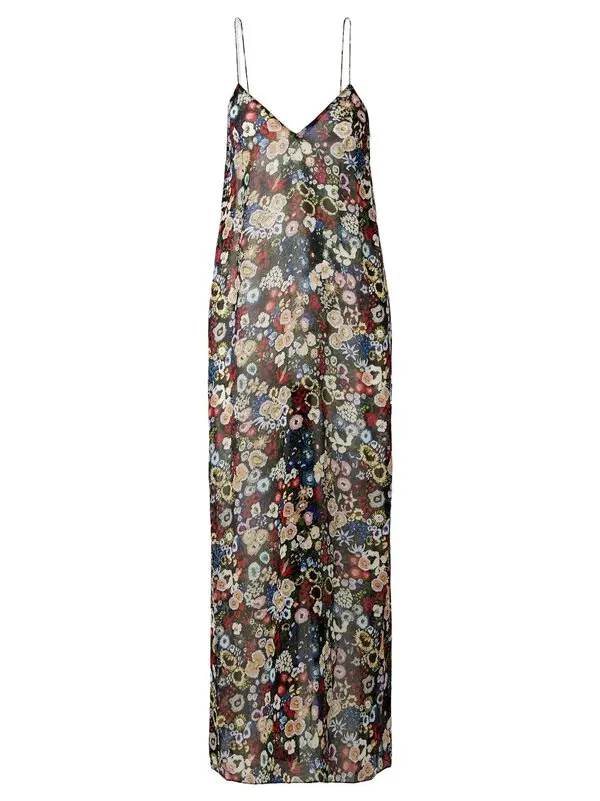 Khaite Taja Floral-print Silk-chiffon Maxi Dress - Black