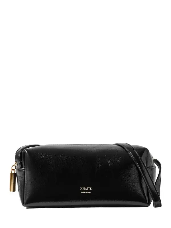 Khaite Kye Glossed-leather Shoulder Bag - Black