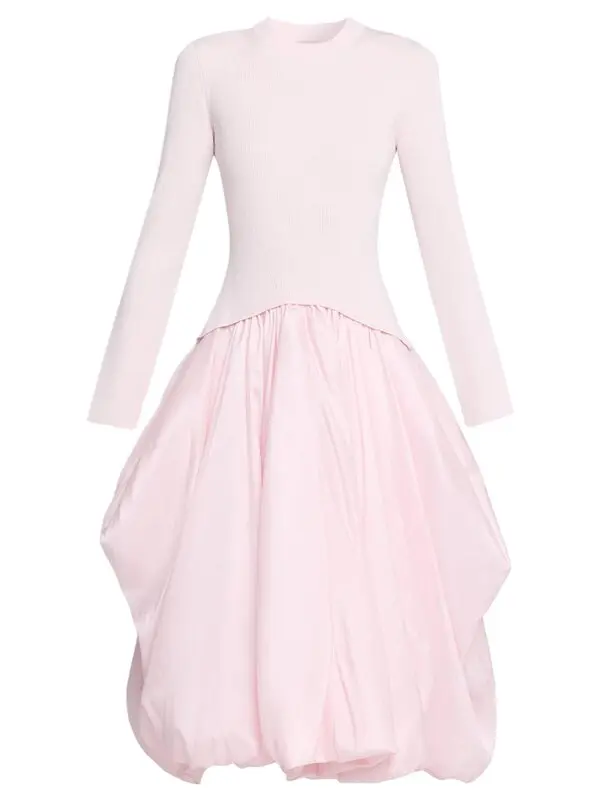 Simkhai Kenlie Mock-neck Bubble Midi Dress - Blush