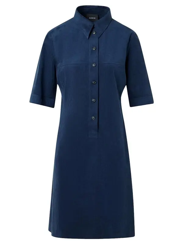 Akris Techno Ultrasuede Mini Polo Shirtdress - Denim