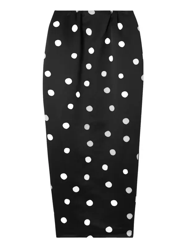 Bernadette Damian Polka-dot Duchesse-satin Maxi Skirt - Black