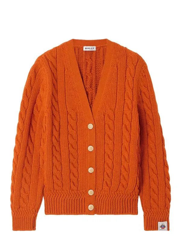 Bally Cable-knit Wool Cardigan - Orange