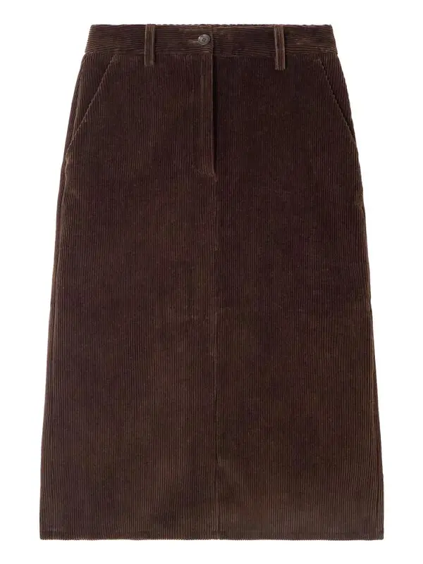 Bally Cotton-corduroy Midi Skirt - Brown