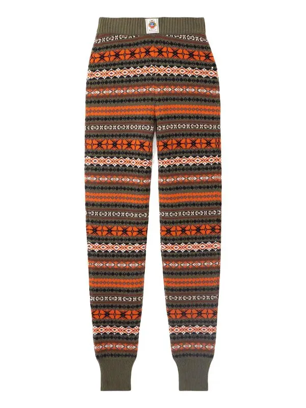 Bally Jacquard-knit Wool Leggings - Orange