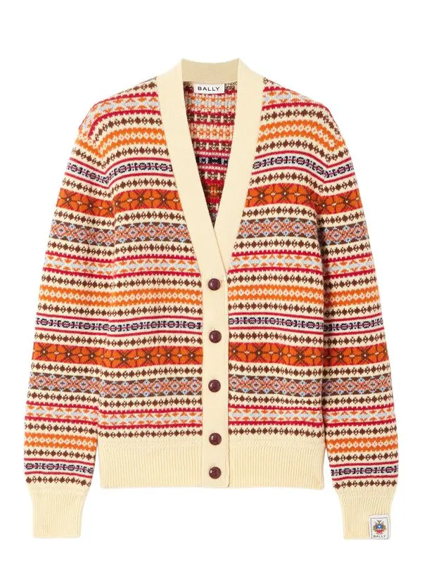 Bally Jacquard-knit Wool Cardigan - Neutrals